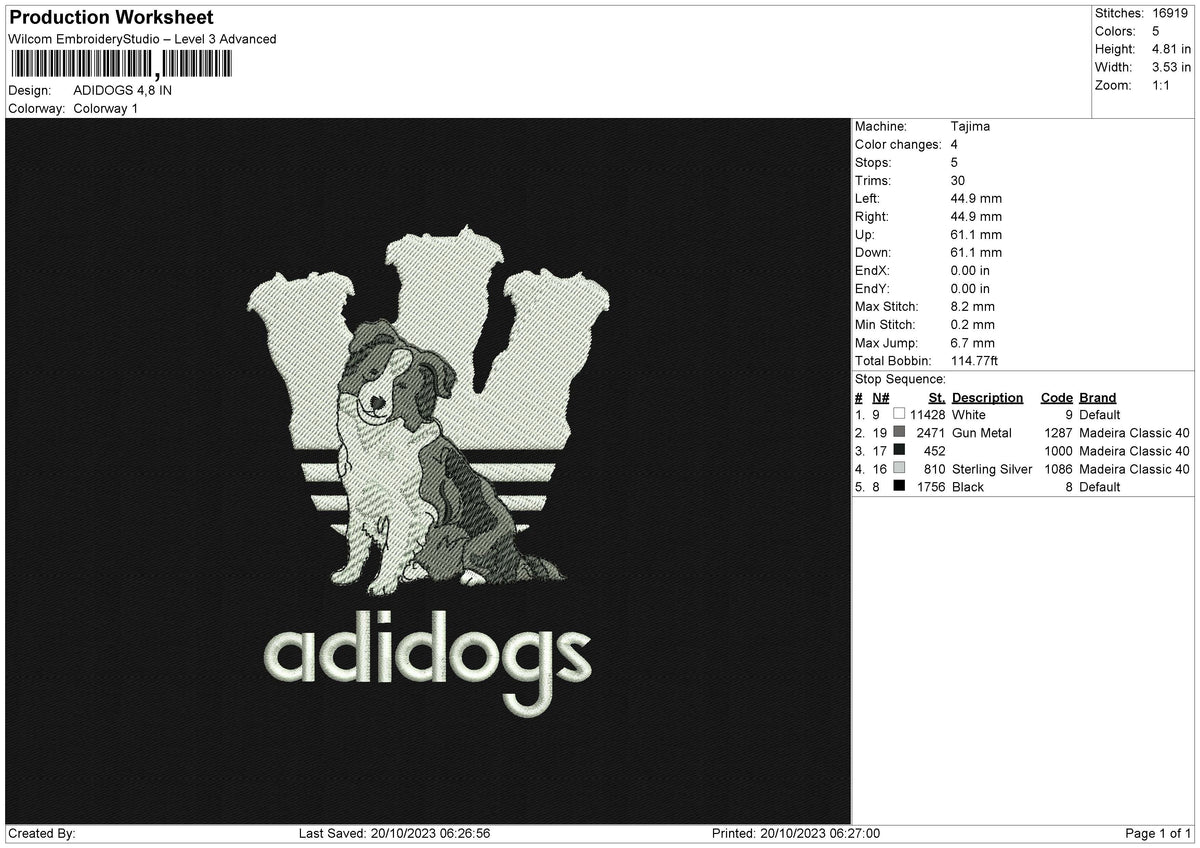 ADIDOGS Embroidery File 6 size – embrostudio