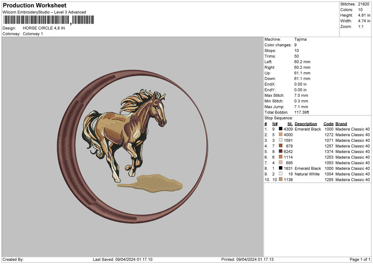 Horsecircle 02 Embroidery File 6 sizes – embrostudio
