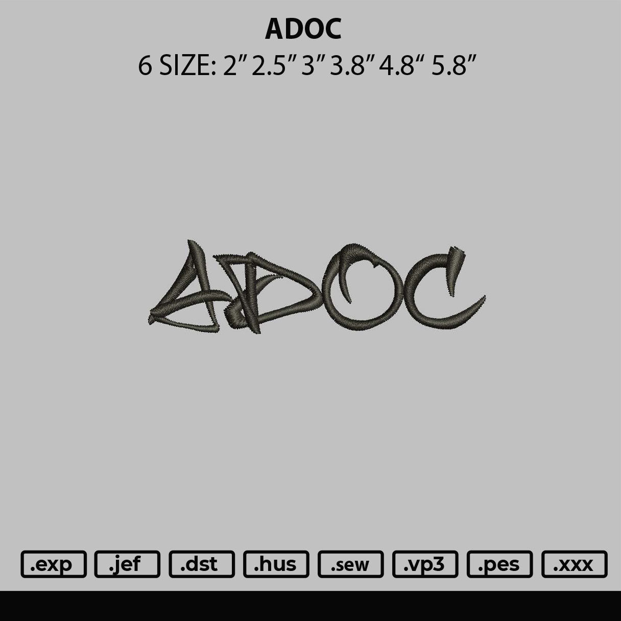 Adoc Embroidery File 6 sizes – embrostudio