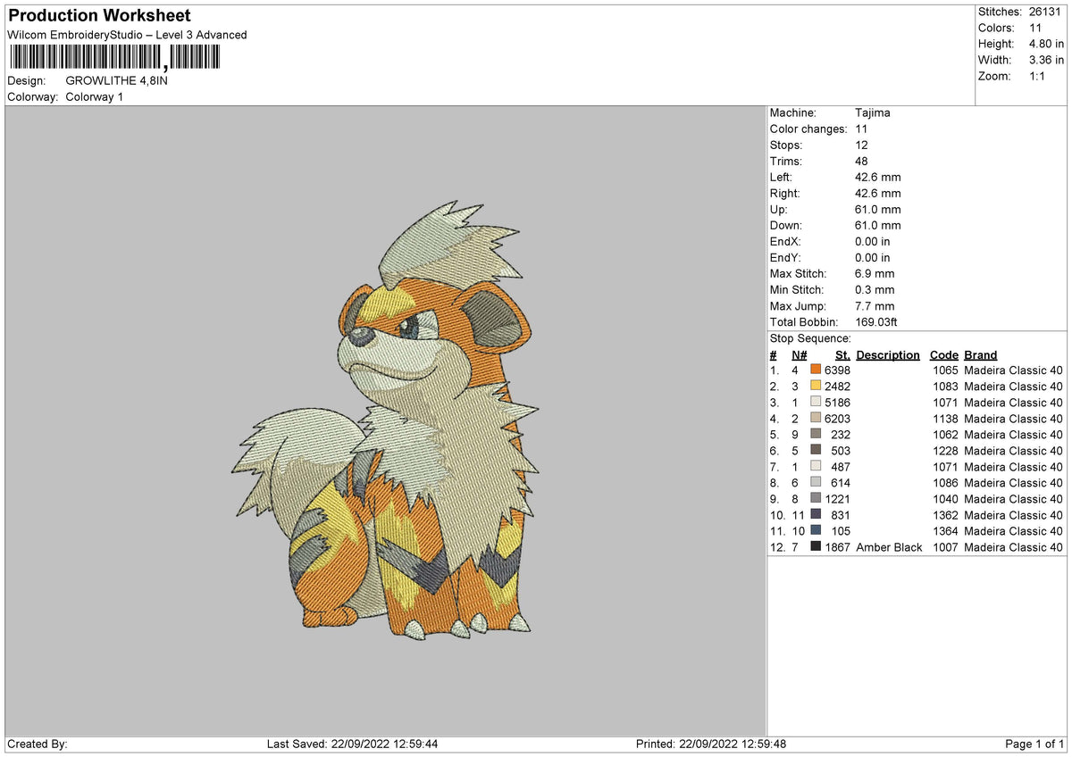 growlithe Embroidery – embrostudio