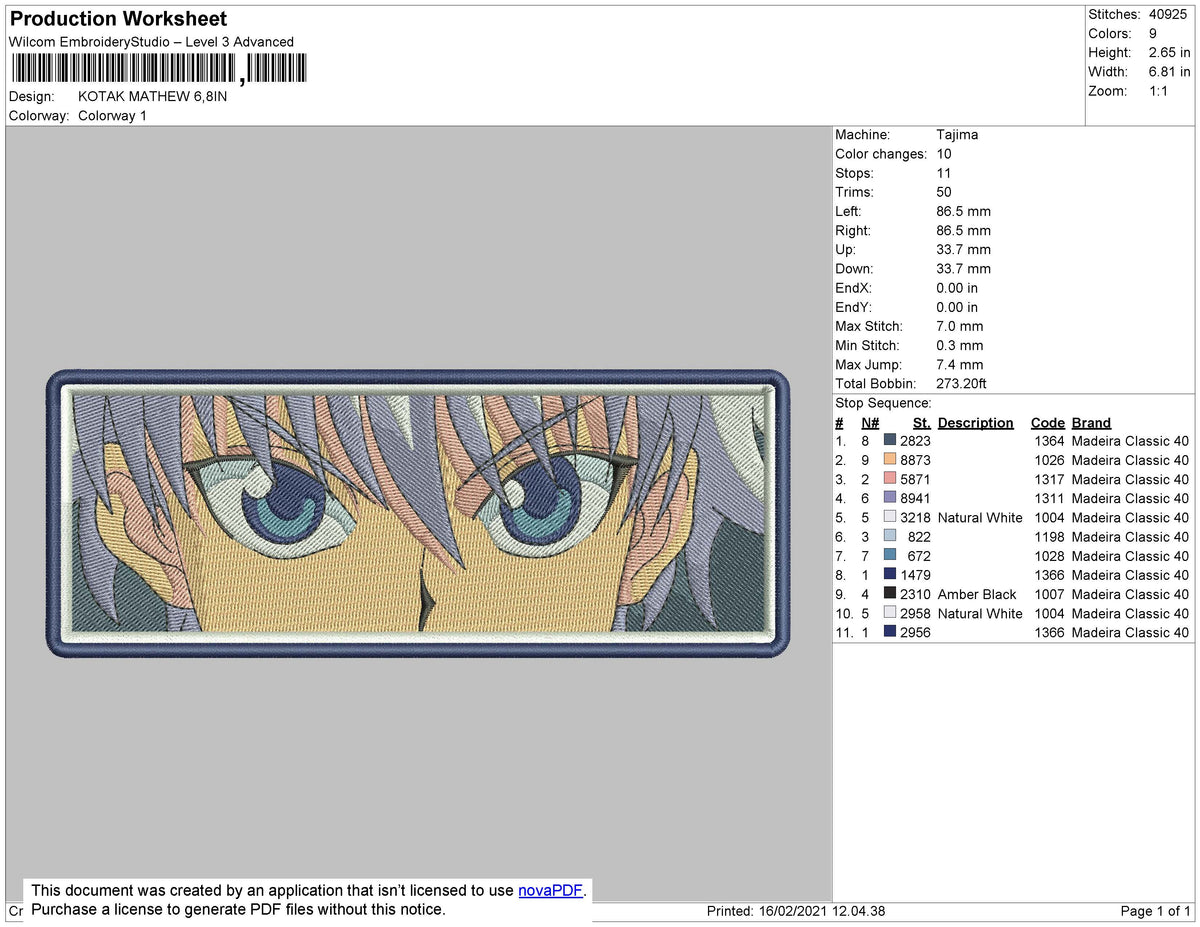 Killua Rectangle Embroidery – embrostudio