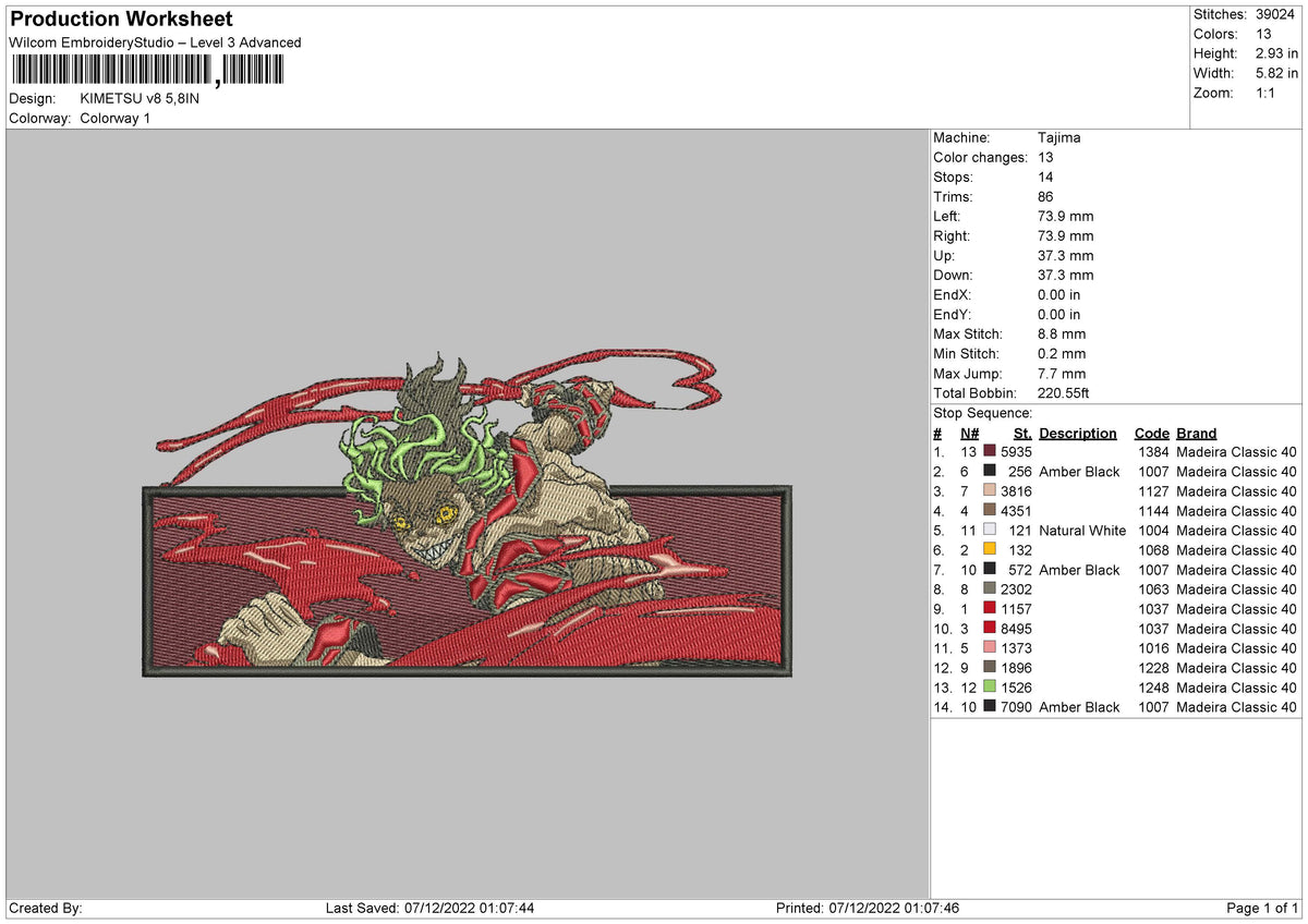 Kimetsu V8 Embroidery File 6 sizes – embrostudio