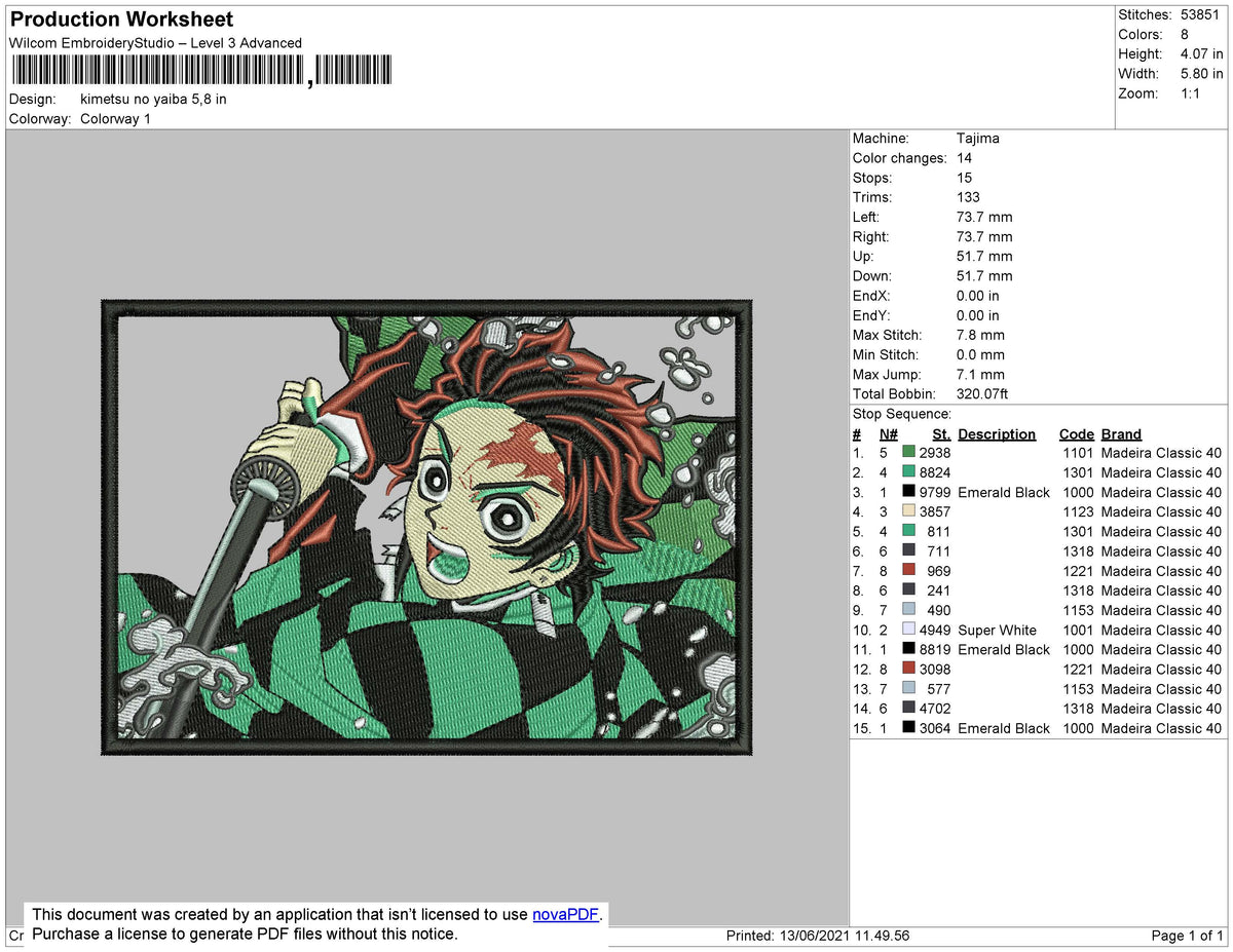 Kimetsu No Yaiba Embroidery – embrostudio