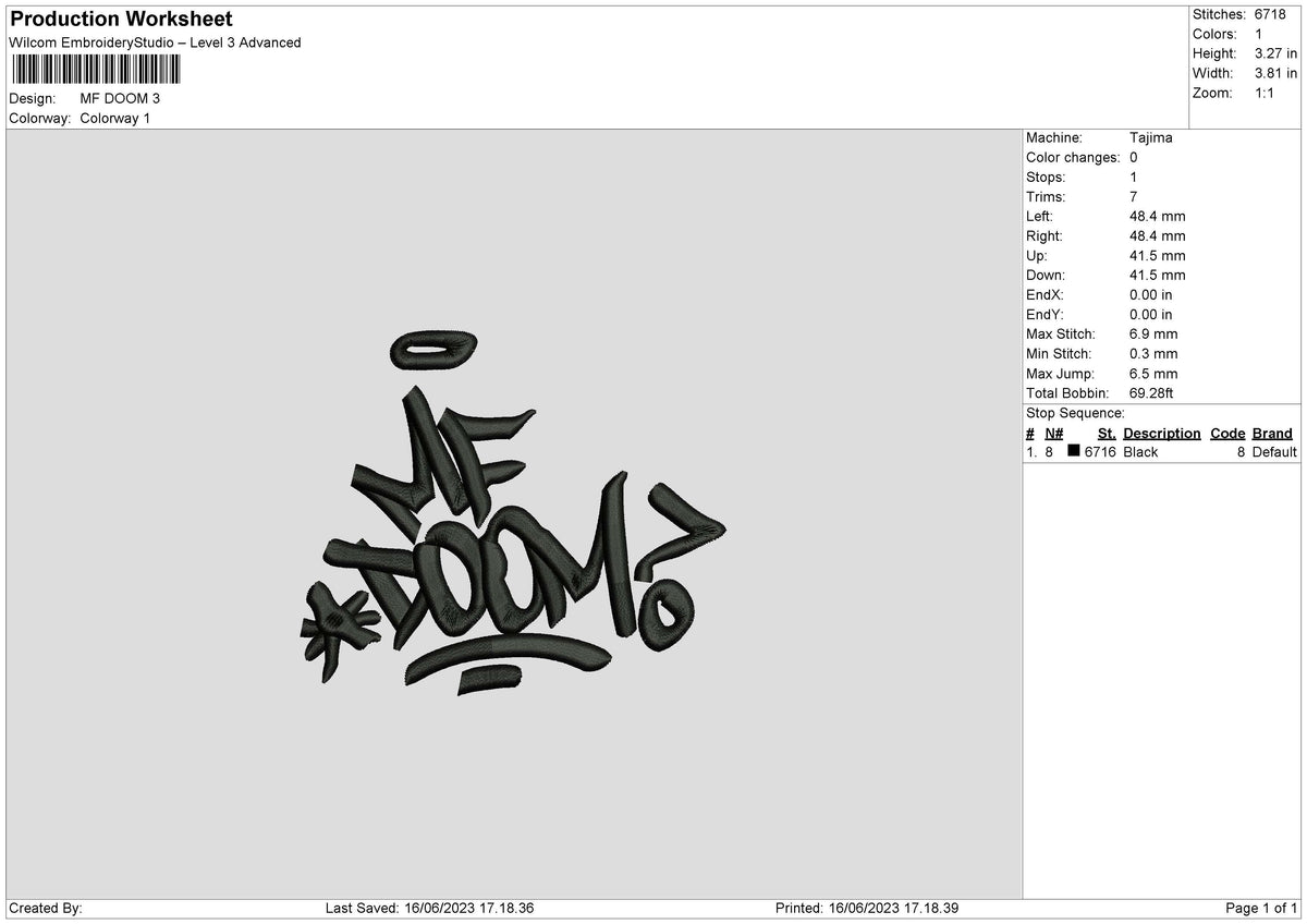 Mf Doom Embroidery File 6 sizes – embrostudio