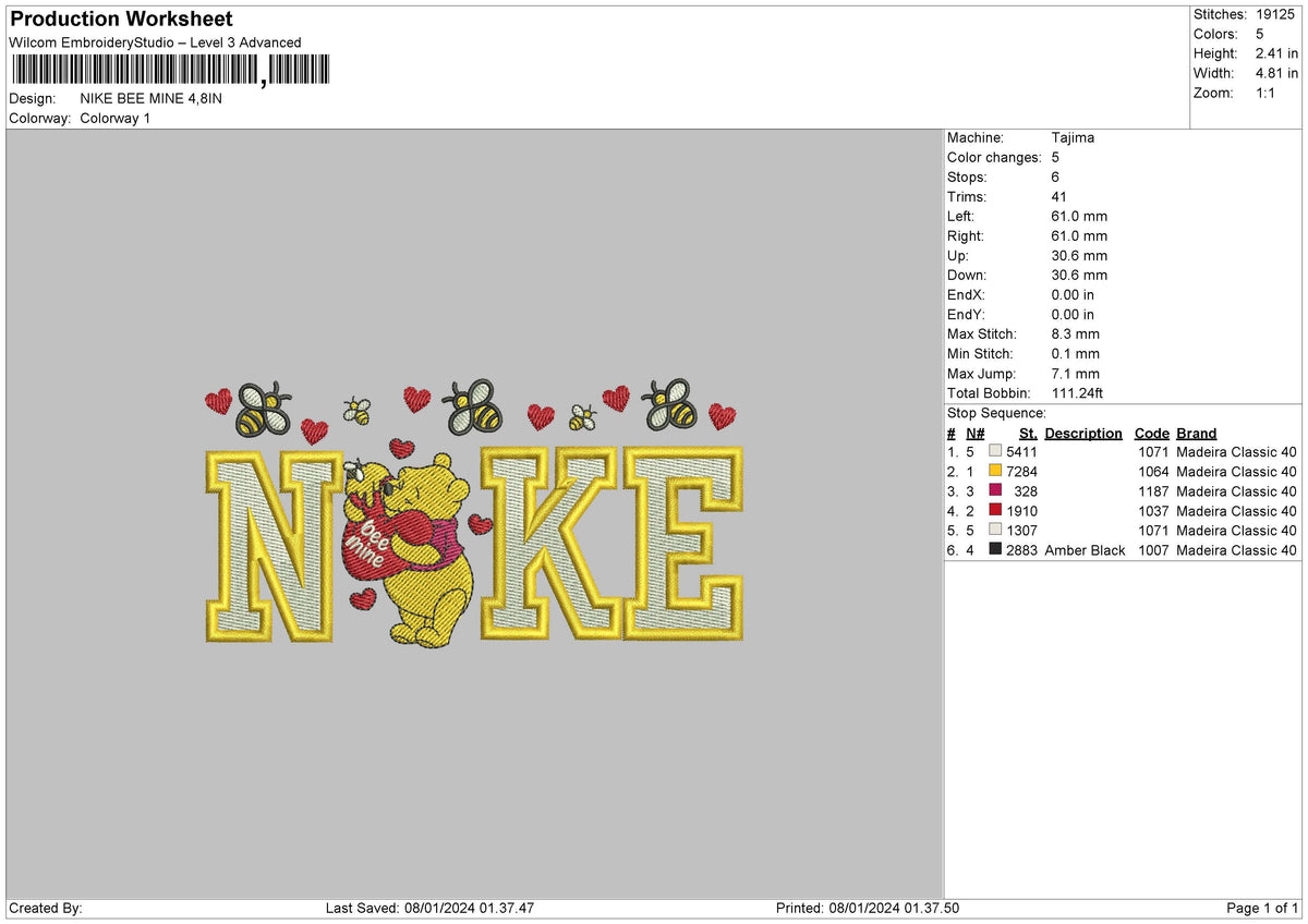Nike Bee 0801 Embroidery File 6 sizes – embrostudio