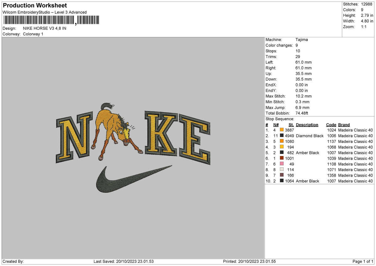 Nike Horse V3 Embroidery File 6 sizes – embrostudio