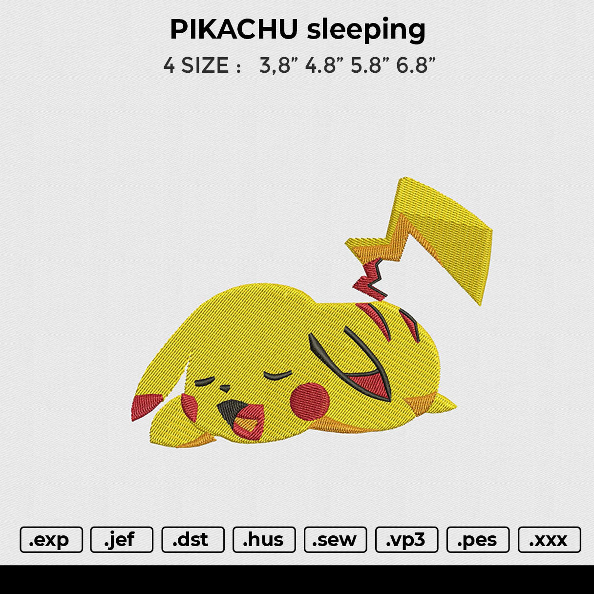 Pikachu Sleeping – embrostudio