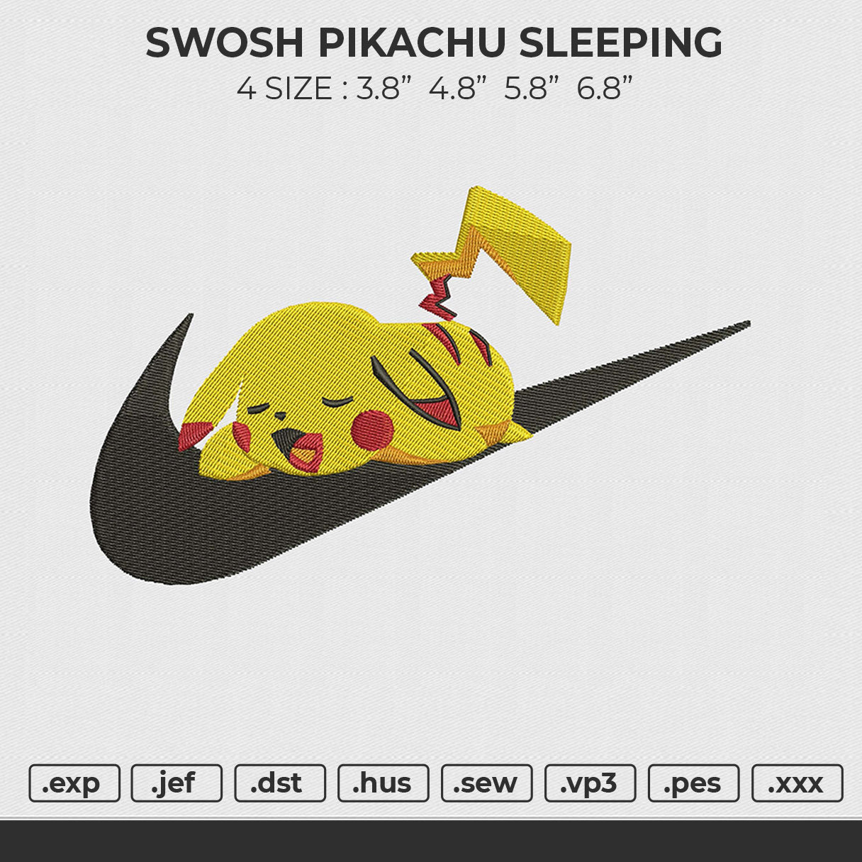 Swoosh Pikachu Sleeping – embrostudio