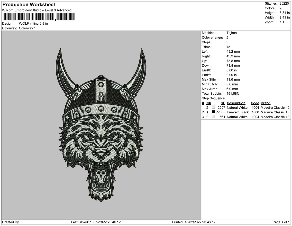 Wolf viking Embroidery – embrostudio