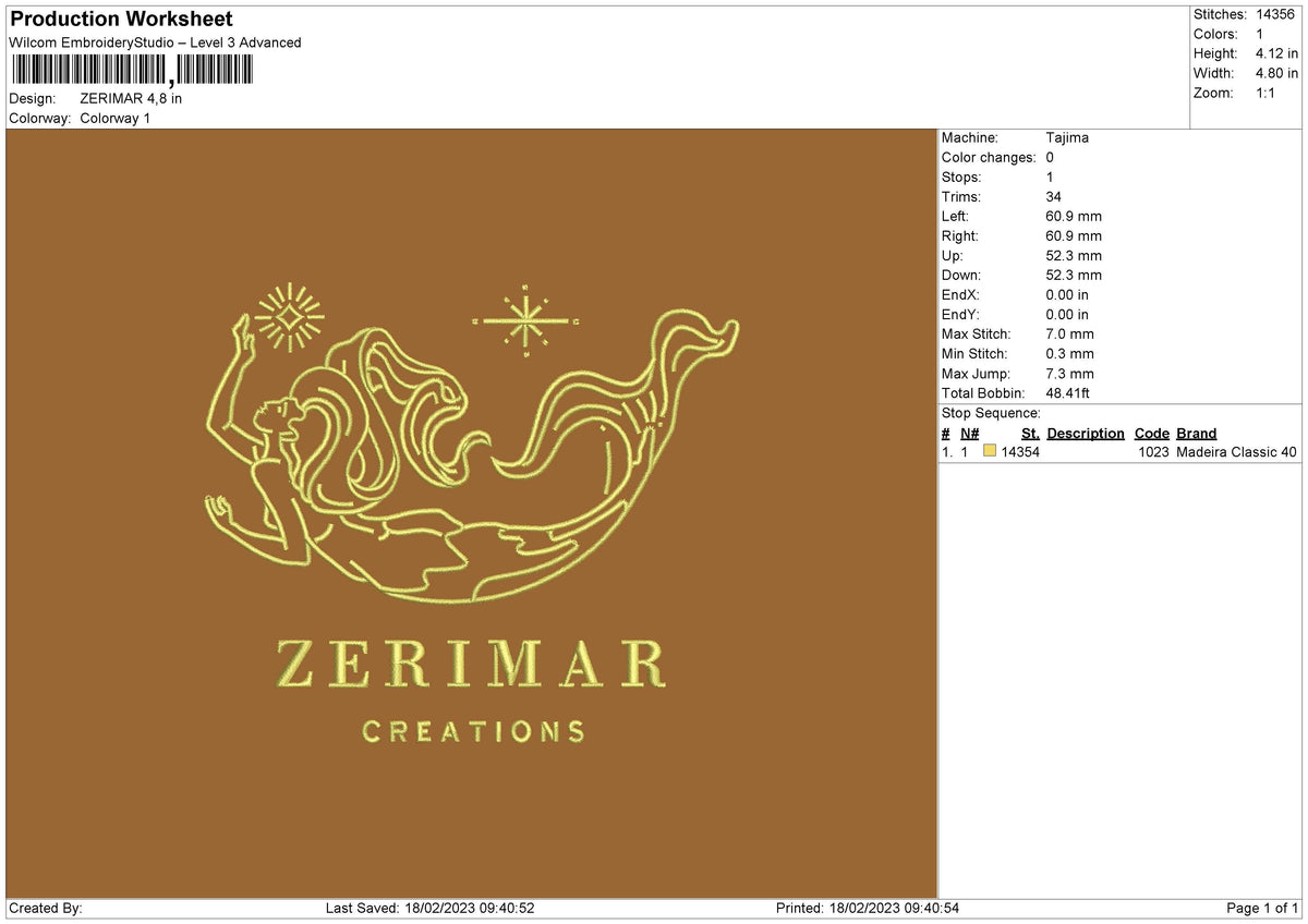 Zerimar Embroidery File 6 sizes – embrostudio