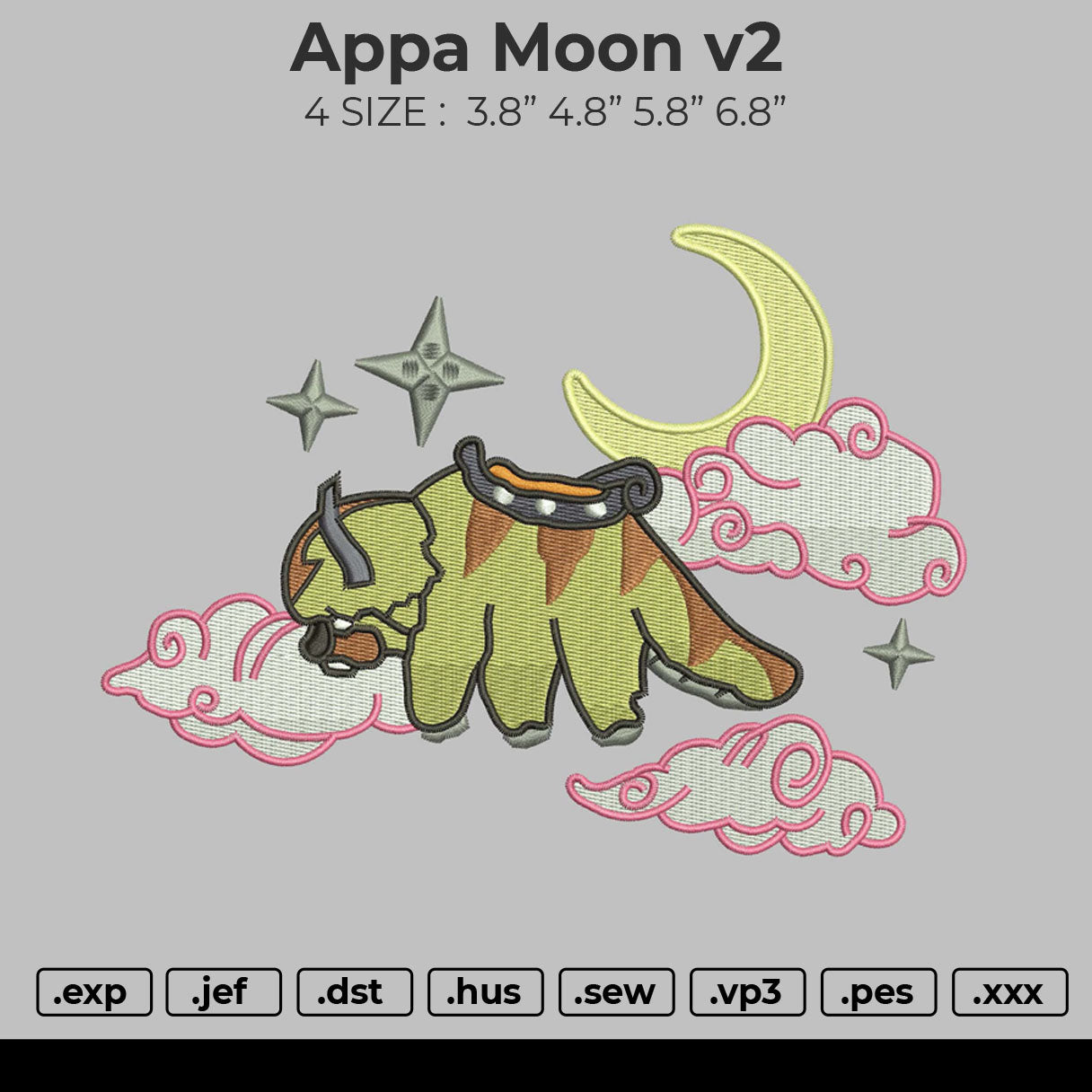 Appa Moon v2 embroidery – embrostudio