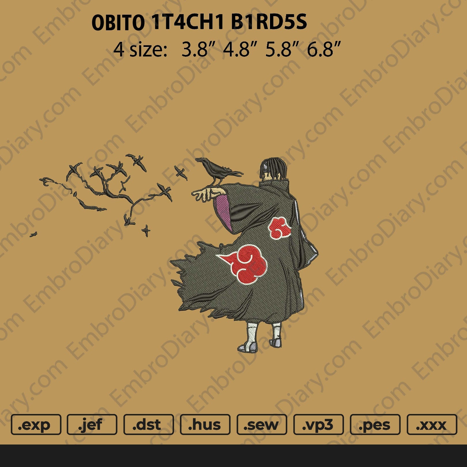 Obito Itachi Birds Embroidery – embrostudio