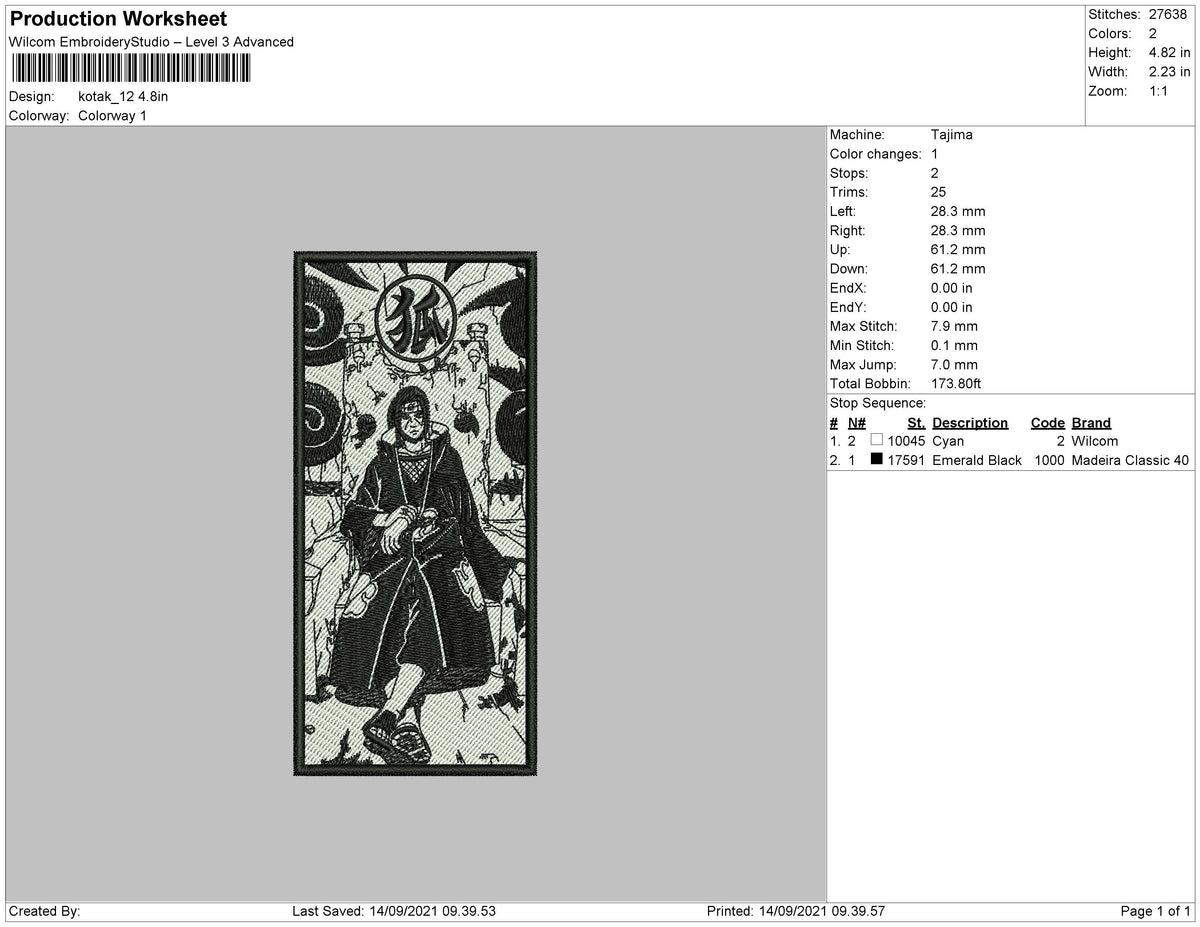 Itachi Black Rectangle Embroidery – embrostudio