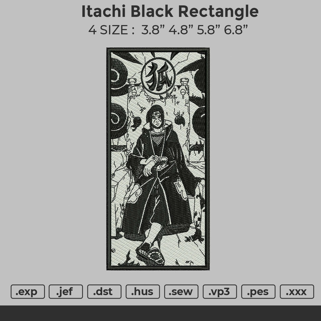 Itachi Black Rectangle Embroidery – embrostudio