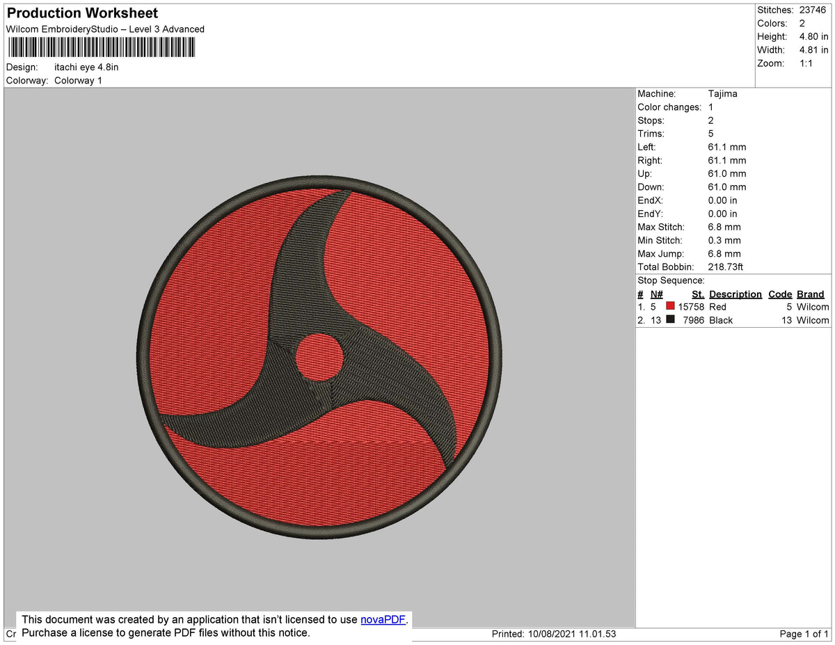 Itachi Eye 002 Embroidery – embrostudio