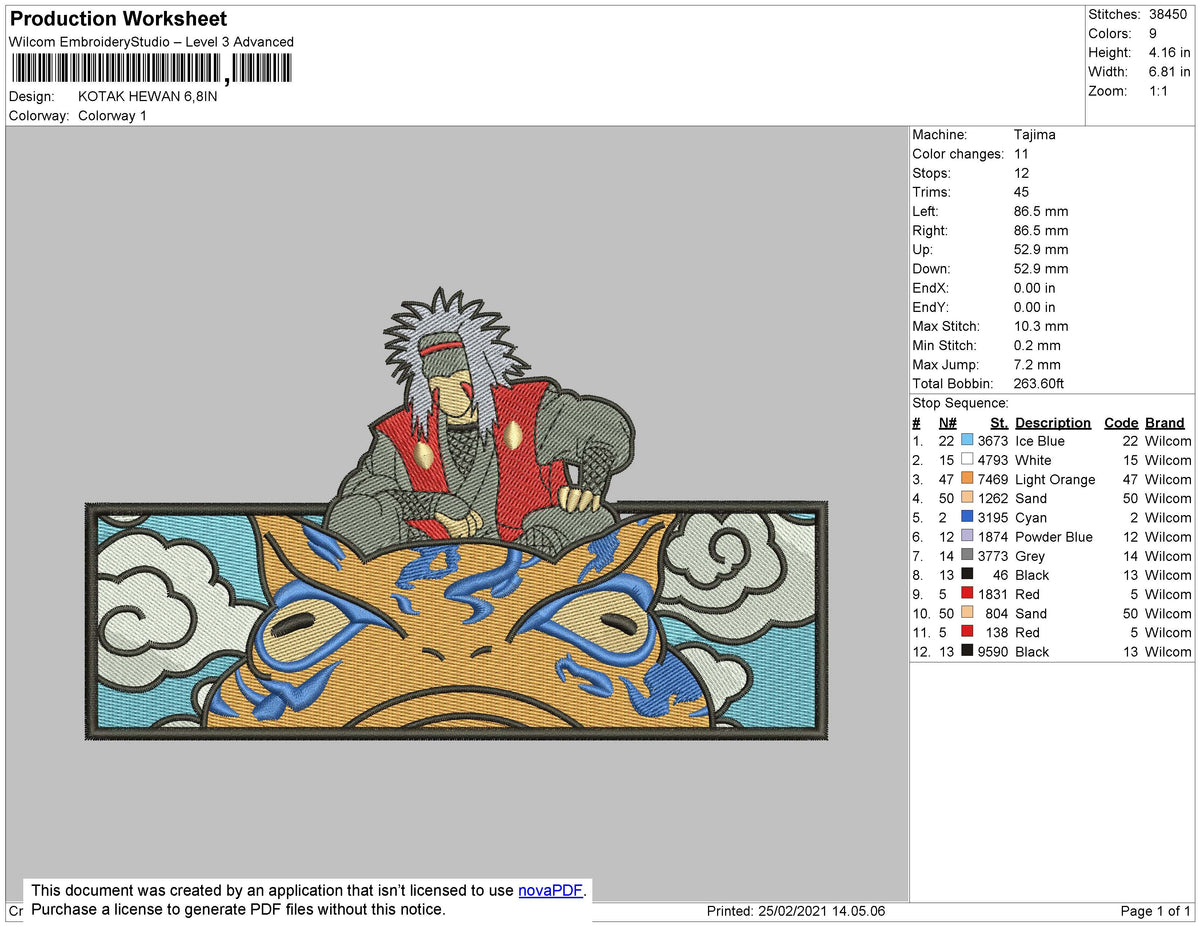 Jiraiya Rectangle Embroidery – embrostudio