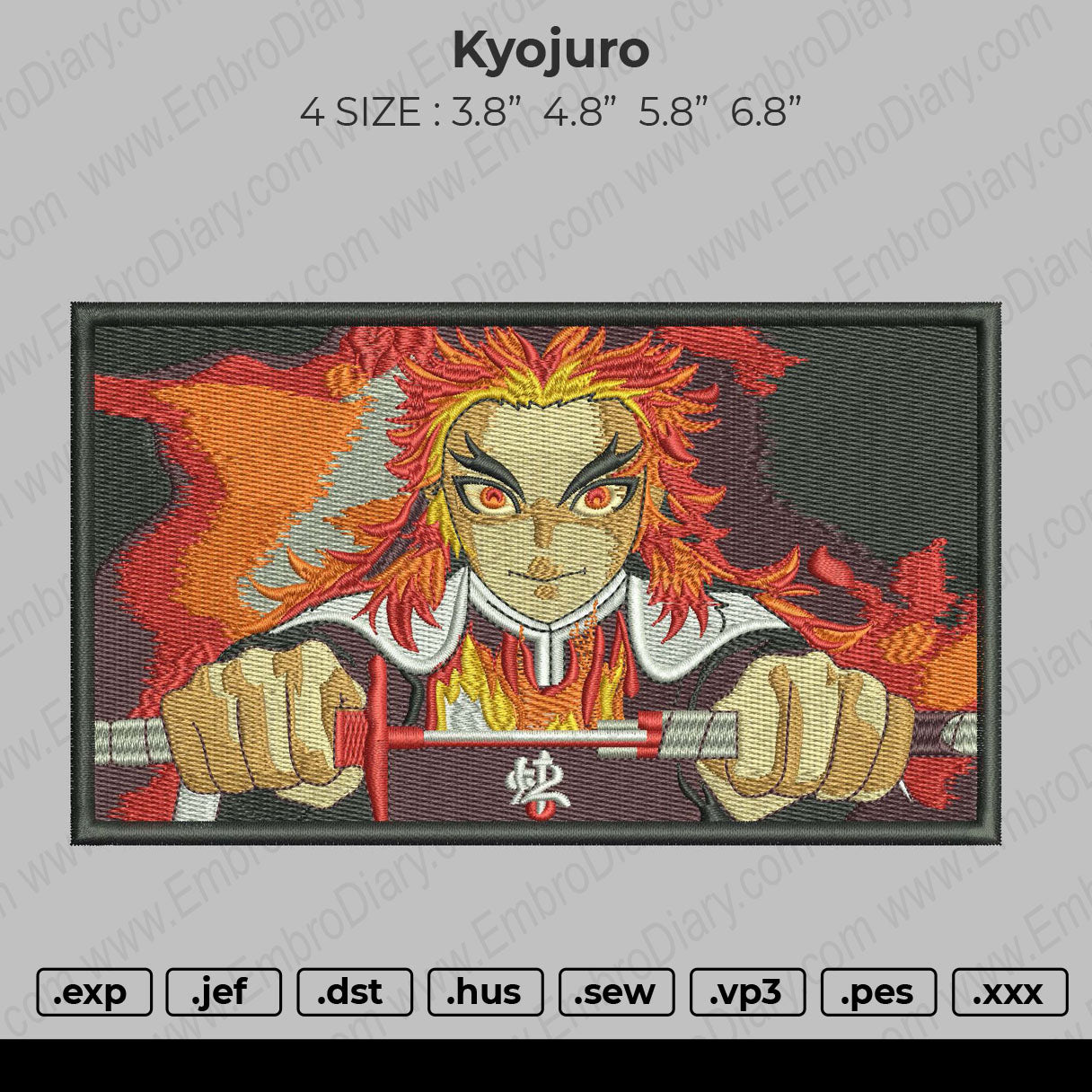 Kyojuro Rectangle Embroidery – embrostudio