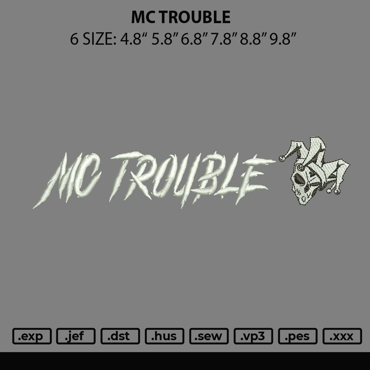Mc Trouble Embroidery File 6 sizes – embrostudio