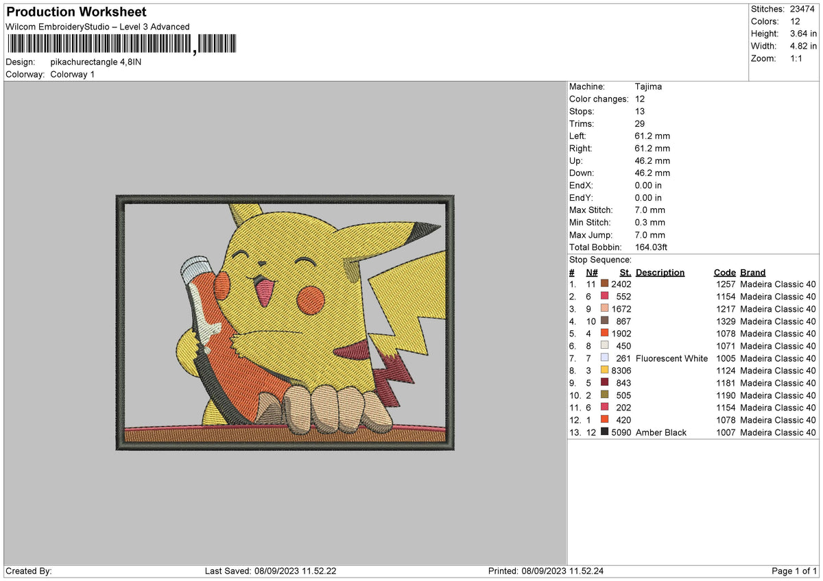Pikachu Rectangle Embroidery File 6 sizes – embrostudio