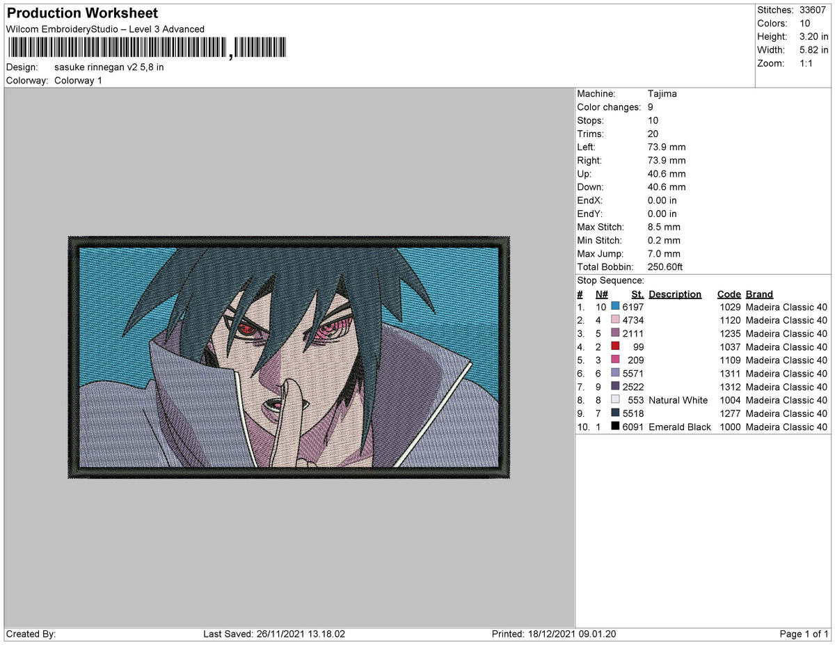 Sasuke Rinnegan v2 Embroidery – embrostudio