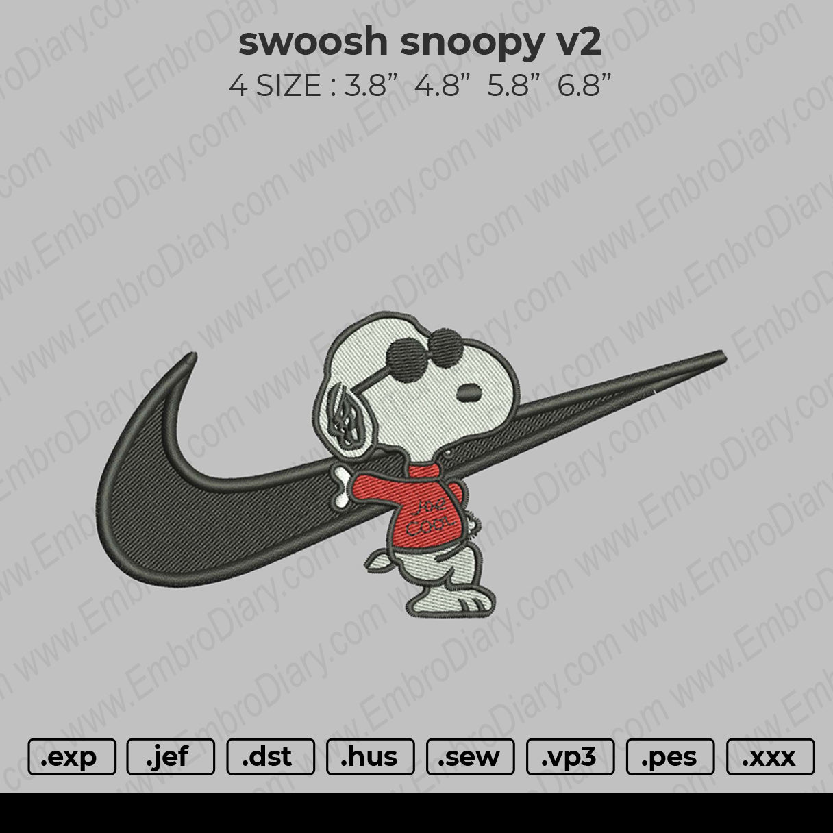 Swoosh Snoopy v2 Embroidery – embrostudio