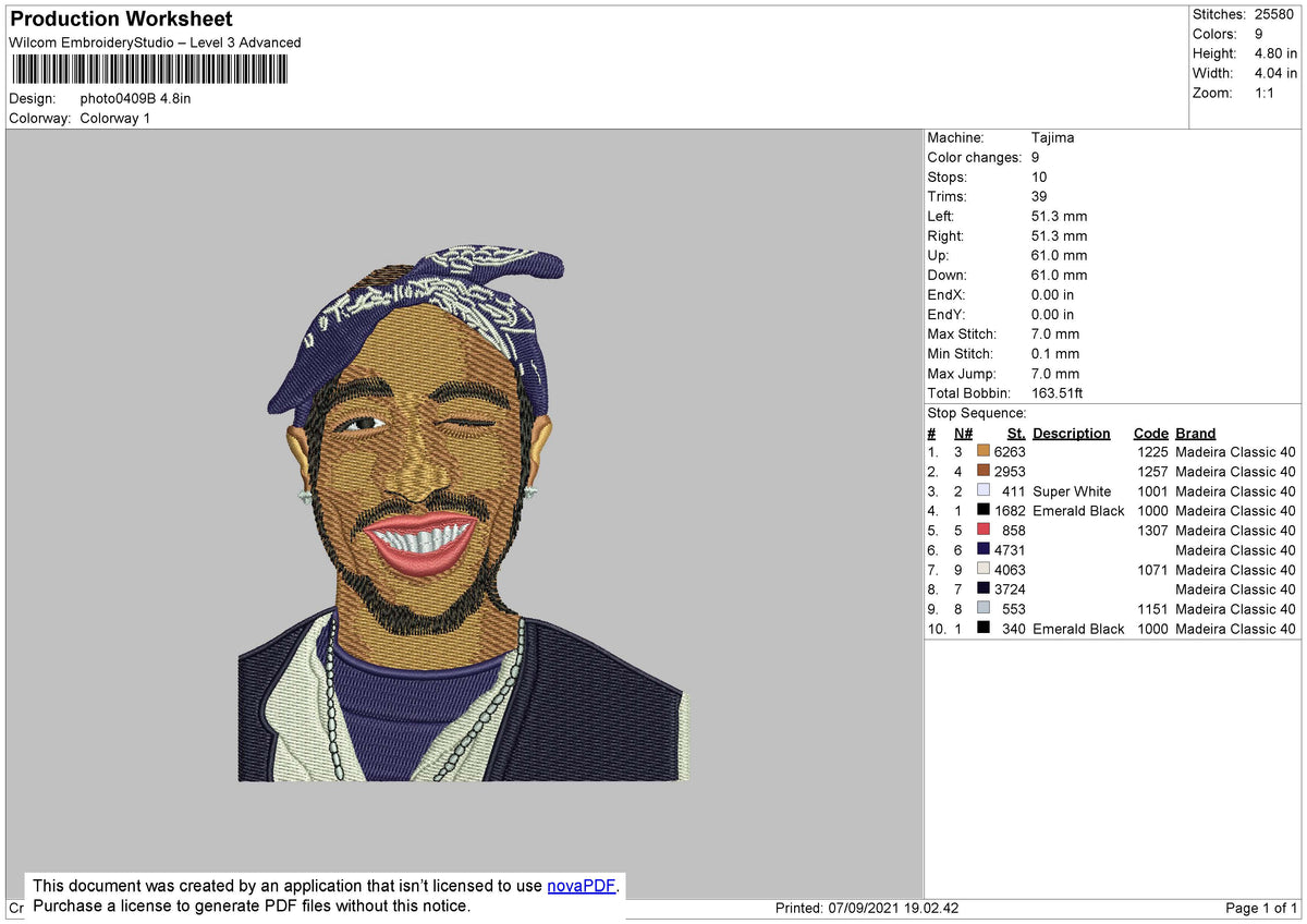 Tupac 002 Embroidery – embrostudio