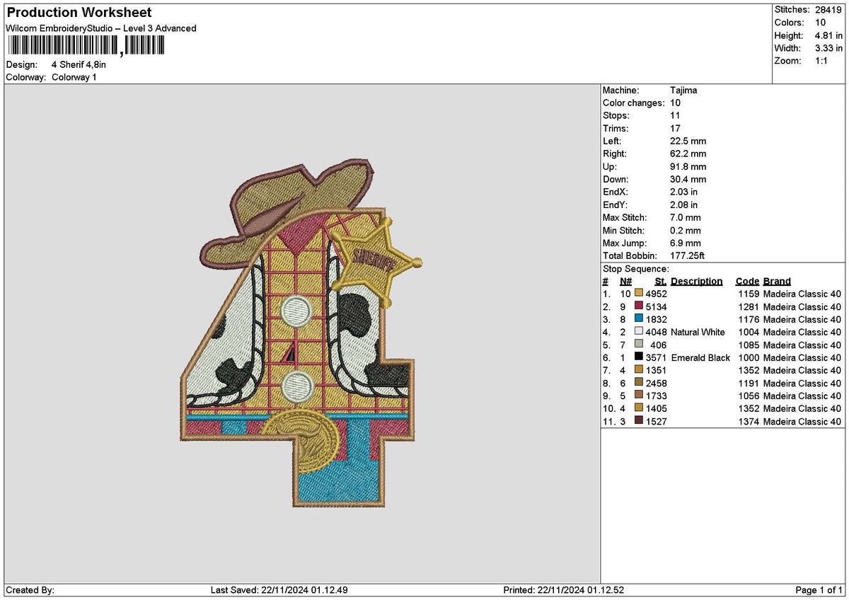 4 Cowboy Embroidery File 6 sizes – embrostudio
