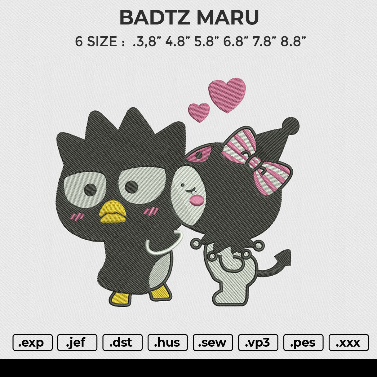 BADTZ MARU Embroidery File 6 size – embrostudio