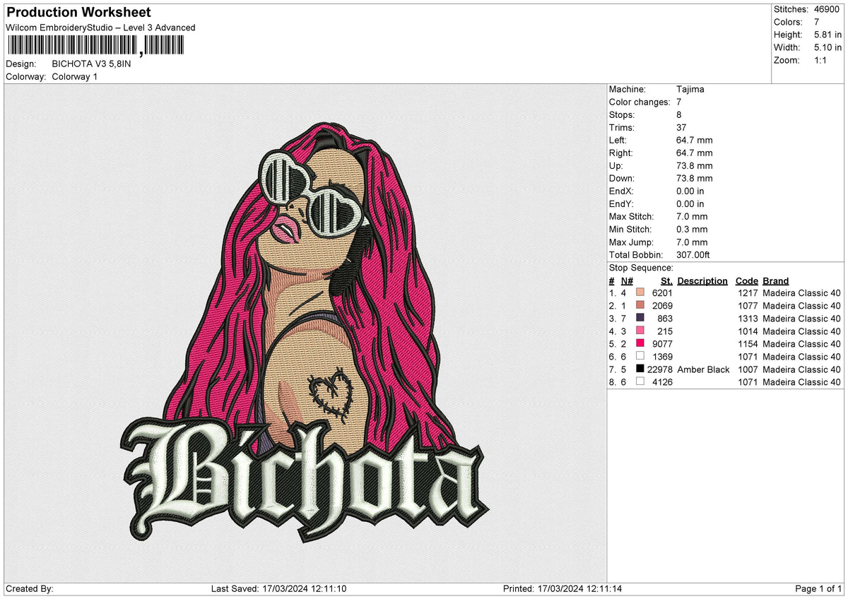 BICHOTA V3 Embroidery File 6 size – embrostudio