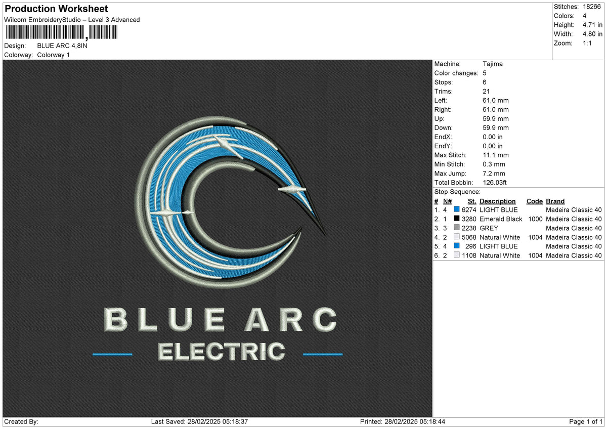 BLUE ARC Embroidery File 6 size – embrostudio