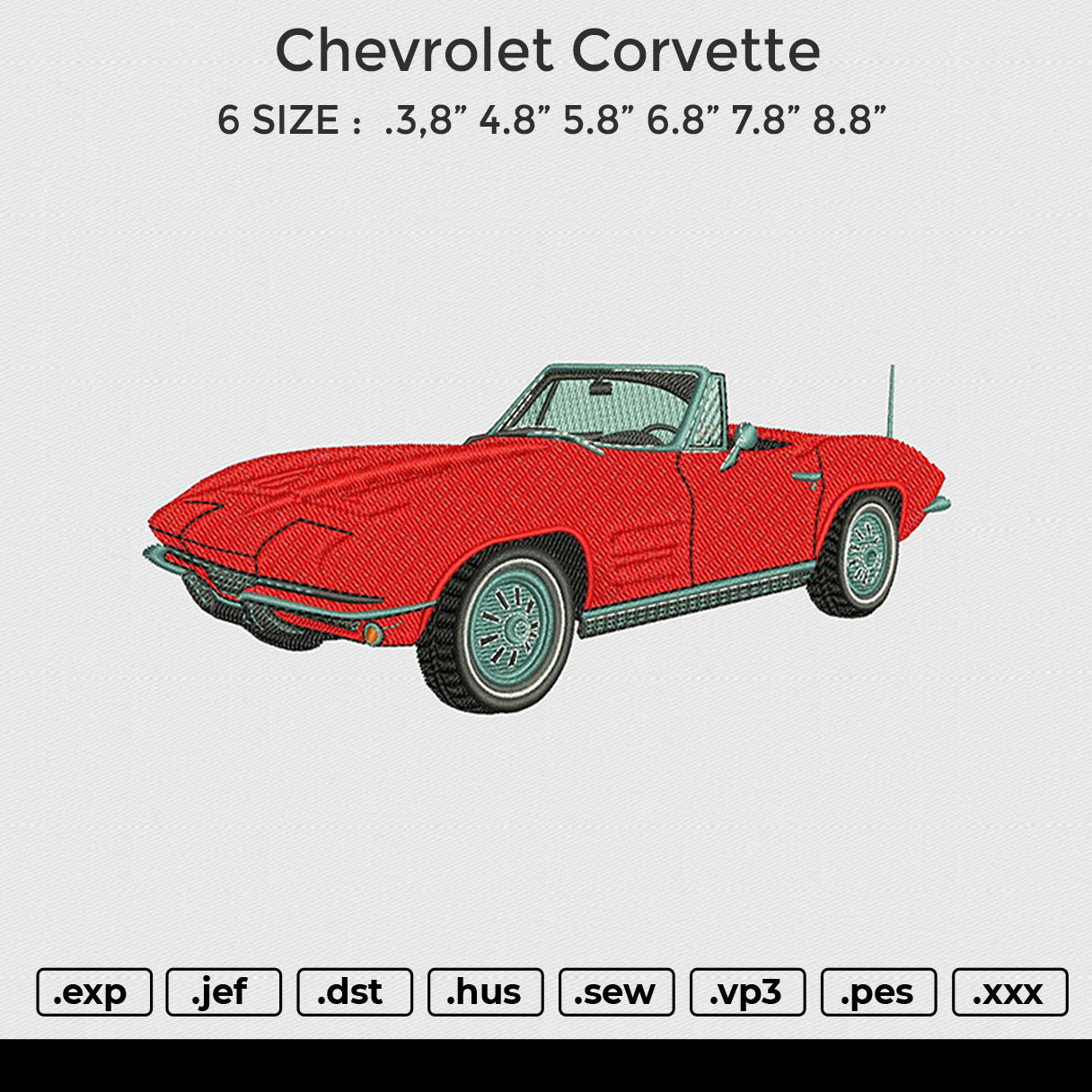 Chevrolet Corvette Embroidery File 6 size – embrostudio