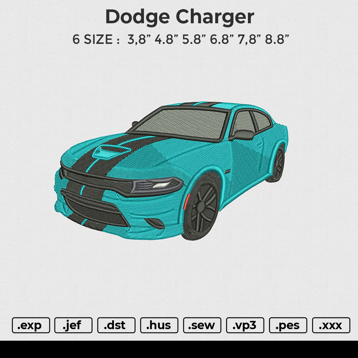 Dodge Charger Embroidery File 6 size – embrostudio