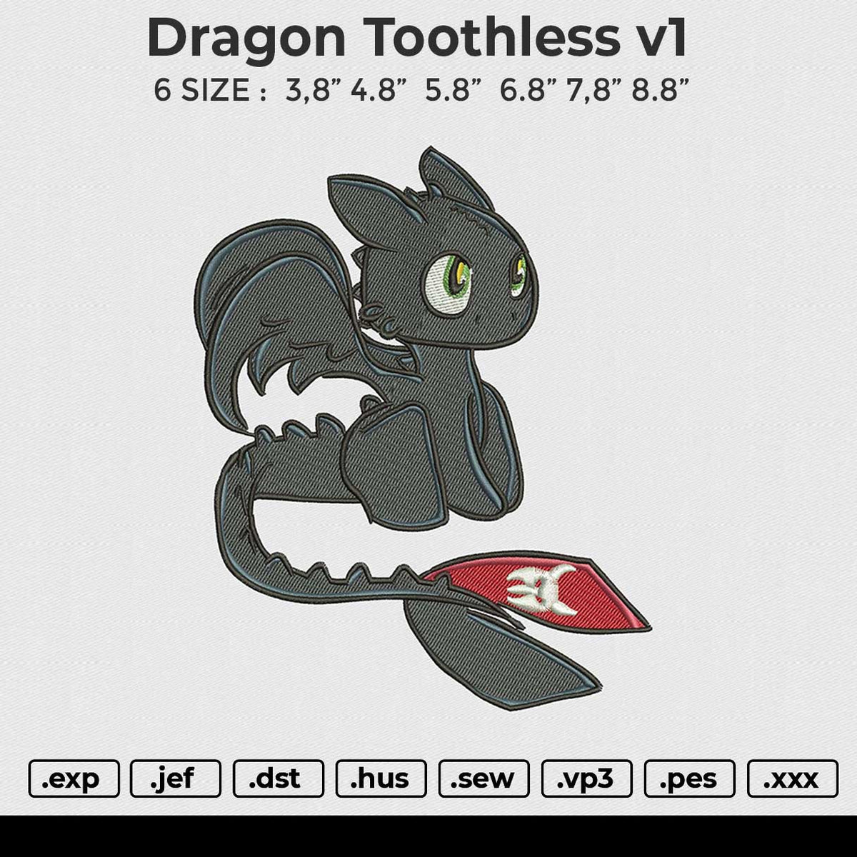 Dragon Toothless V1 Embroidery – embrostudio