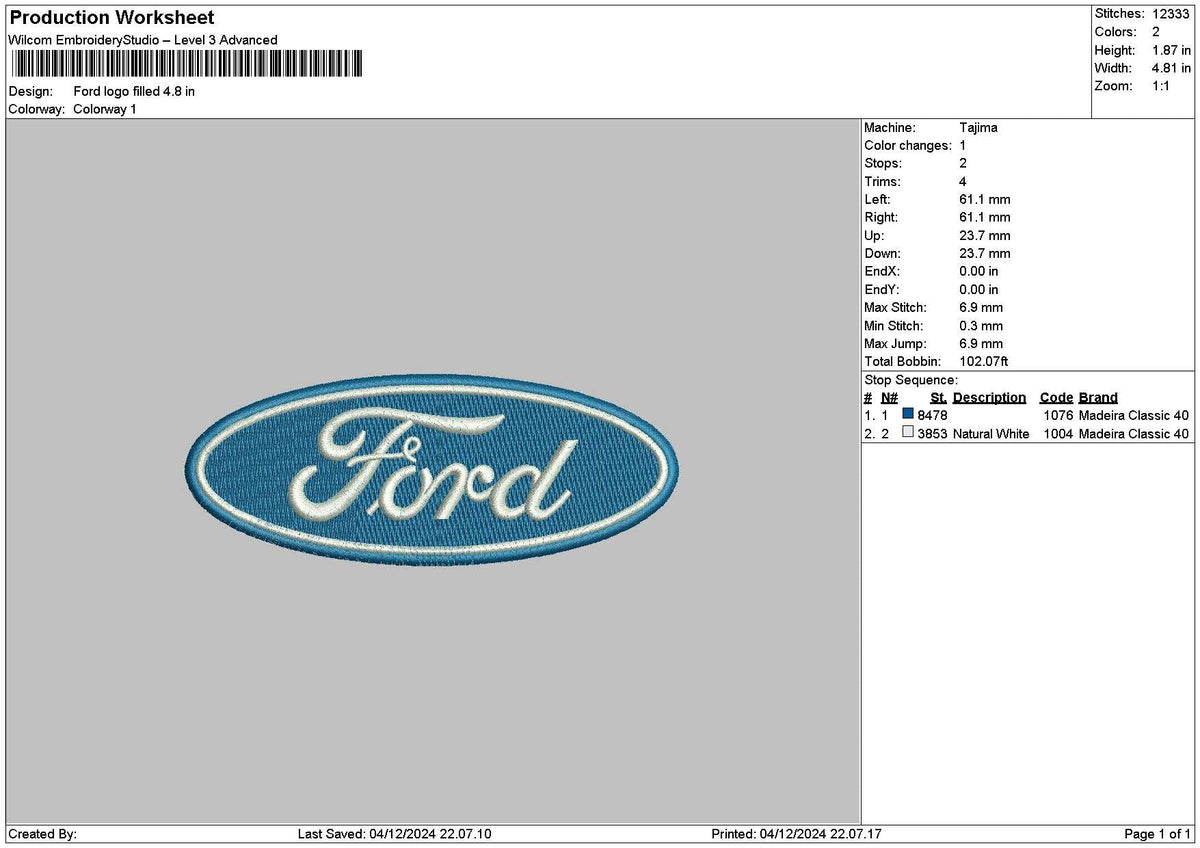 Fordtext Filled Embroidery File 6 sizes – embrostudio