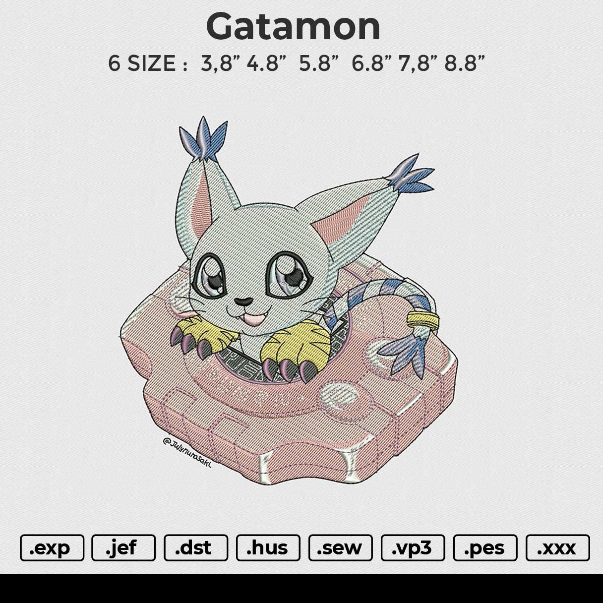 Gatamon Embroidery File 6 size – embrostudio