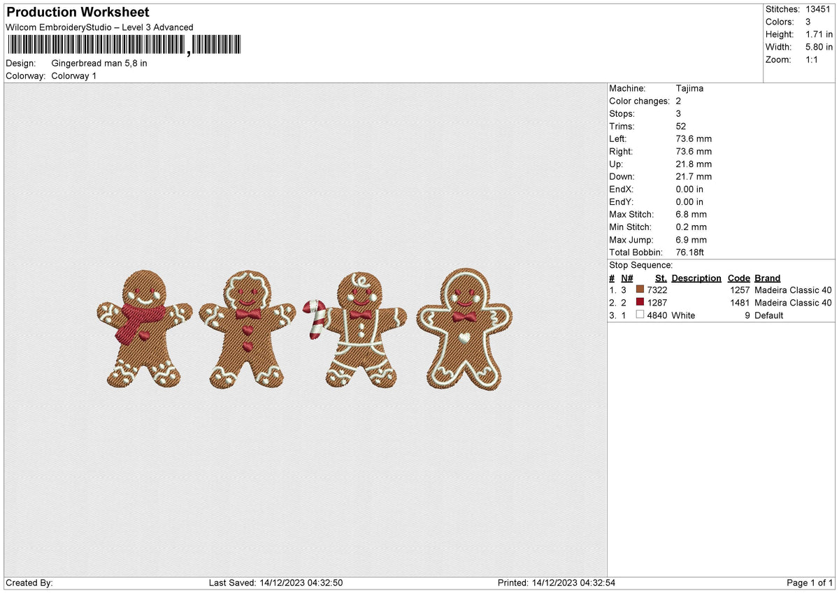 Gingerbread man Embroidery File 6 size – embrostudio