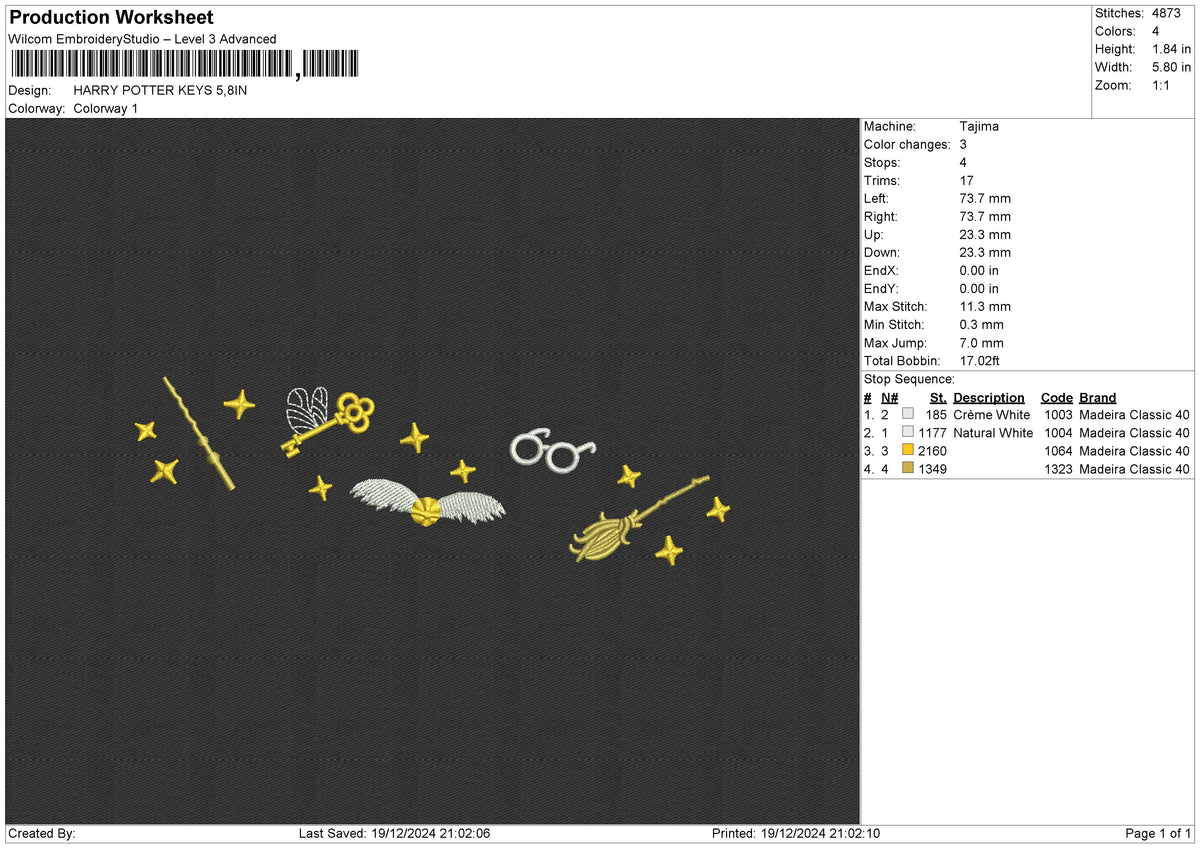 HARRY POTTER KEYS Embroidery File 6 size – embrostudio