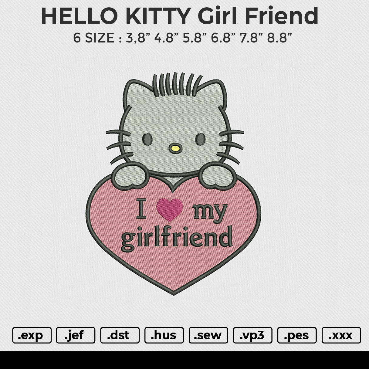 HELLO KITTY Girl Friend Embroidery File 6 size – embrostudio