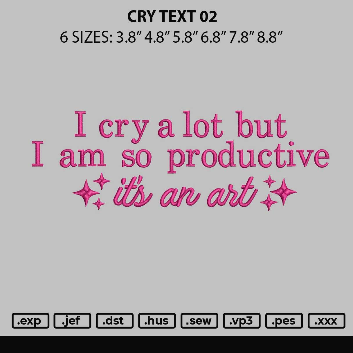 Cry Text 02 Embroidery File 6 sizes – embrostudio
