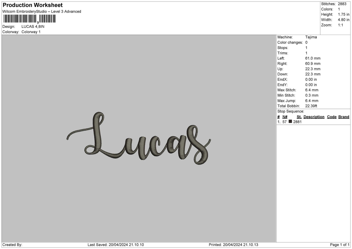 Lucas Text Embroidery File 6 sizes – embrostudio