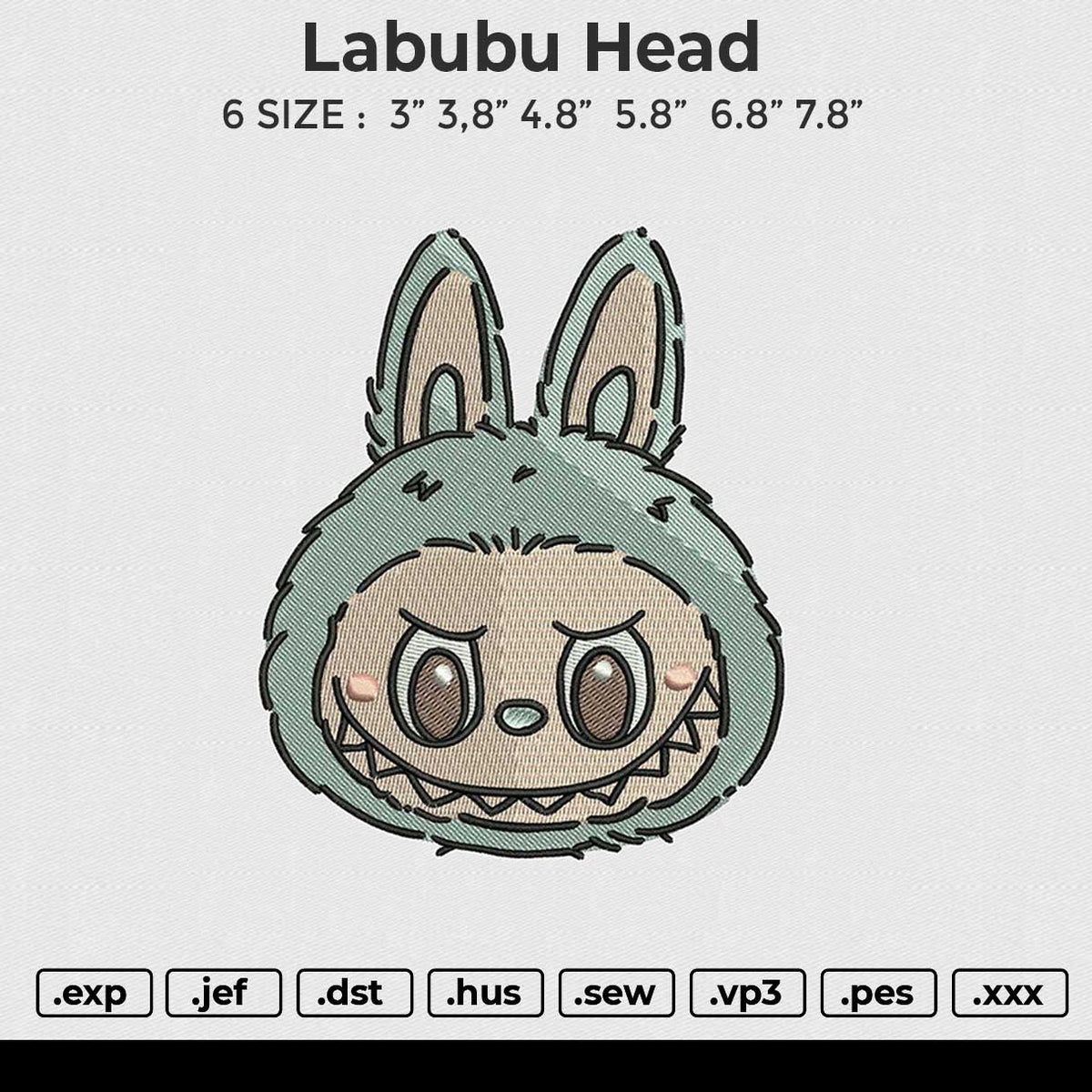 Labubu Head Embroidery File 6 size – embrostudio
