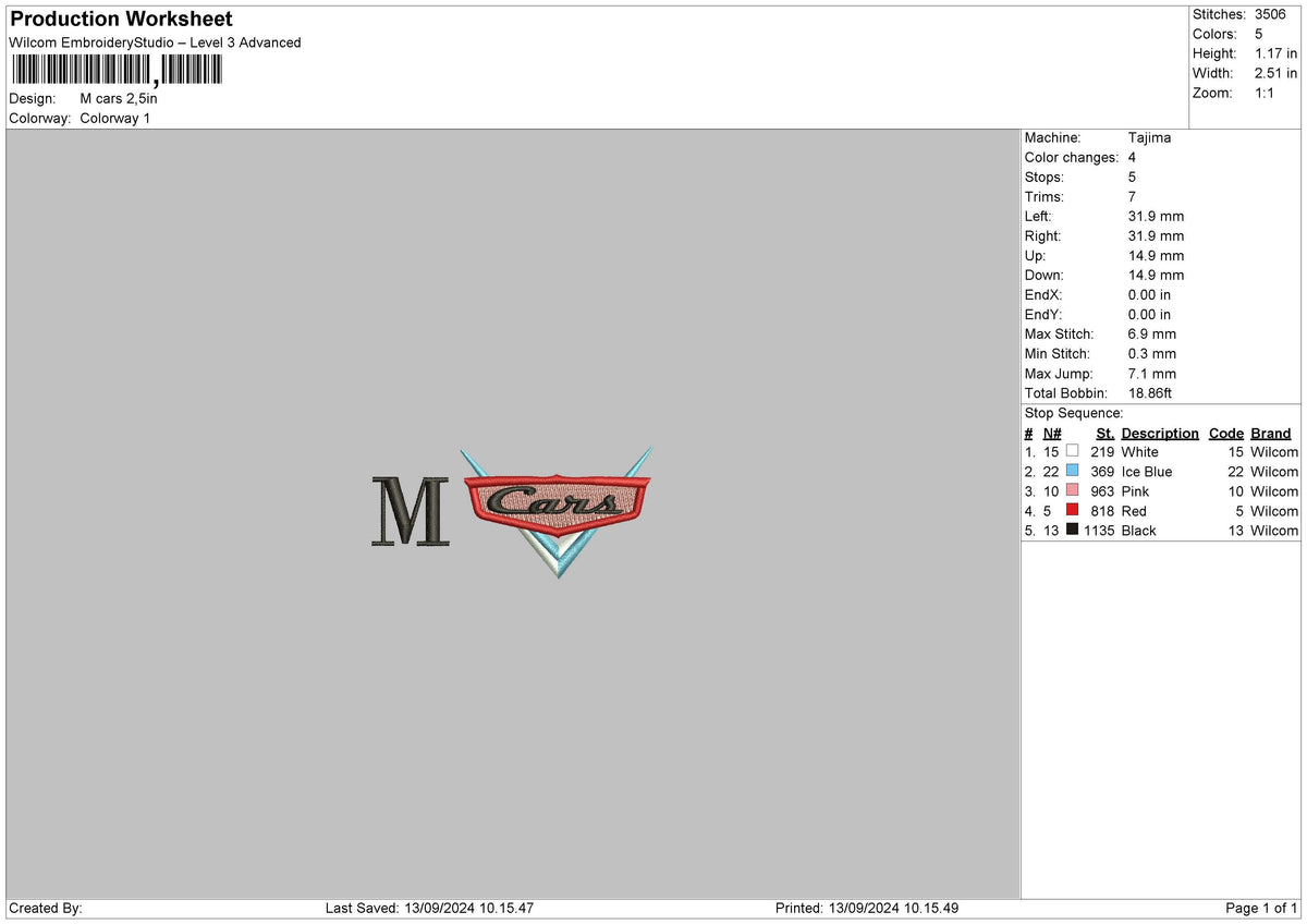 M Cars Embroidery File 6 sizes – embrostudio