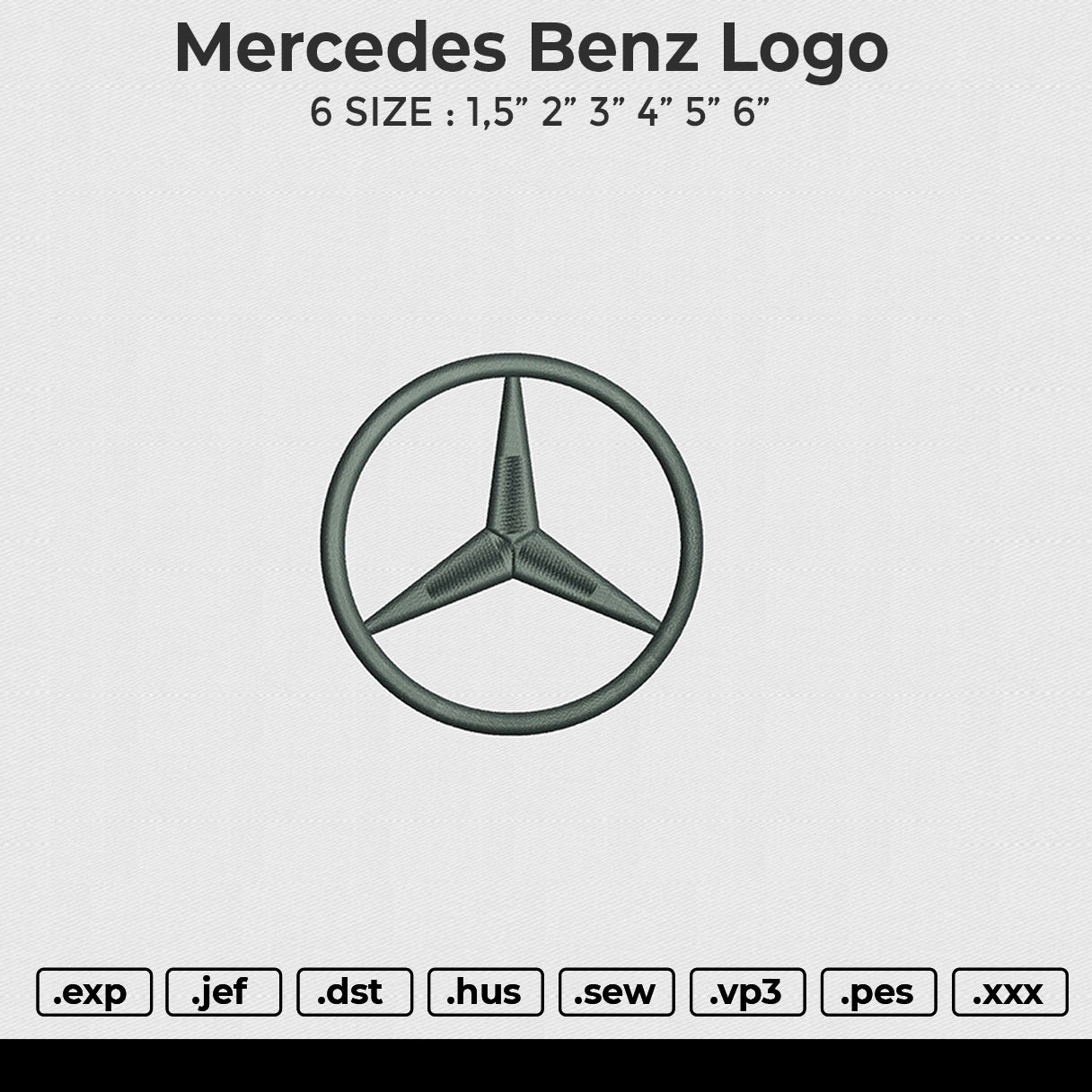 Mercedes Benz Logo Embroidery File 6 size – embrostudio