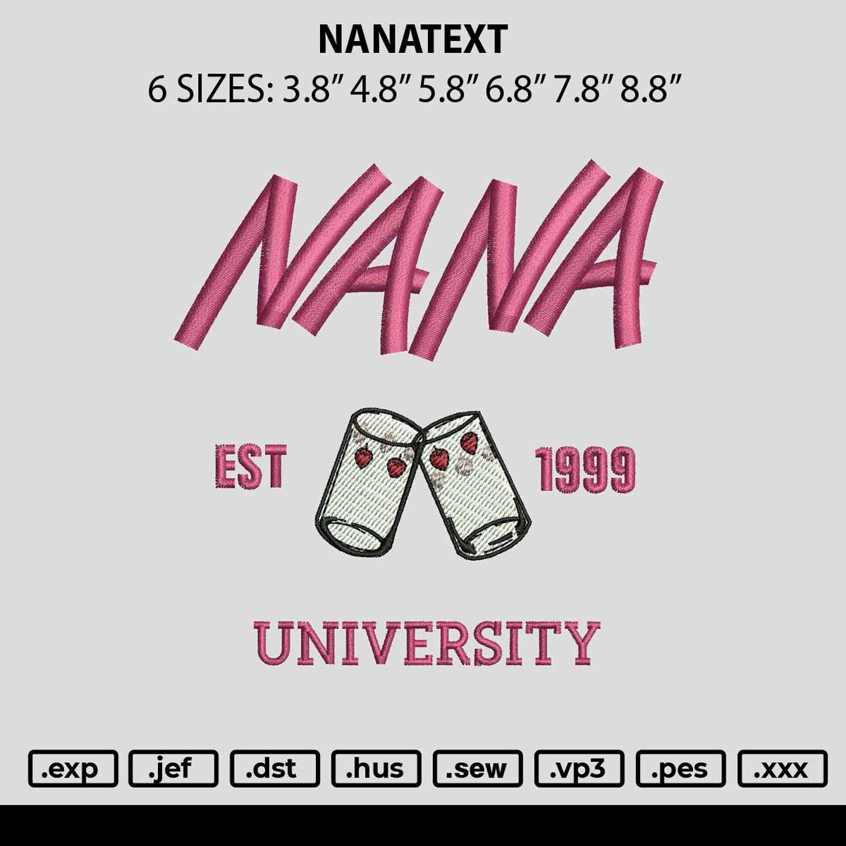 Nanatext Embroidery File 6 sizes – embrostudio