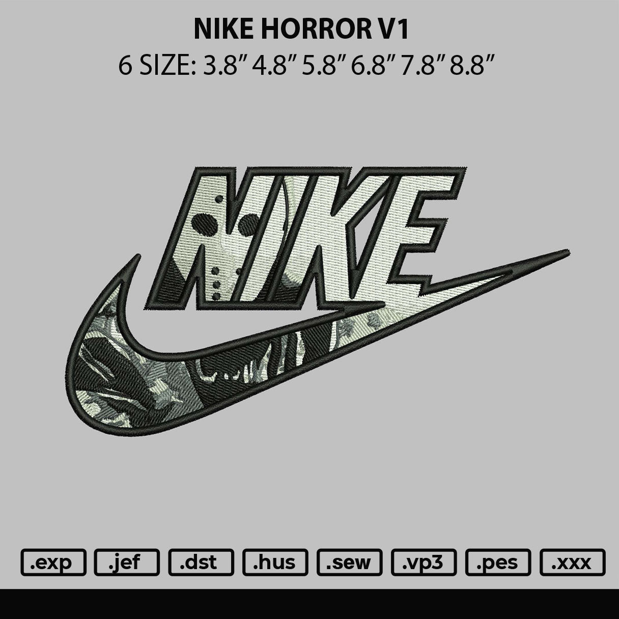 Nike Horror V1 Embroidery File 6 sizes – embrostudio