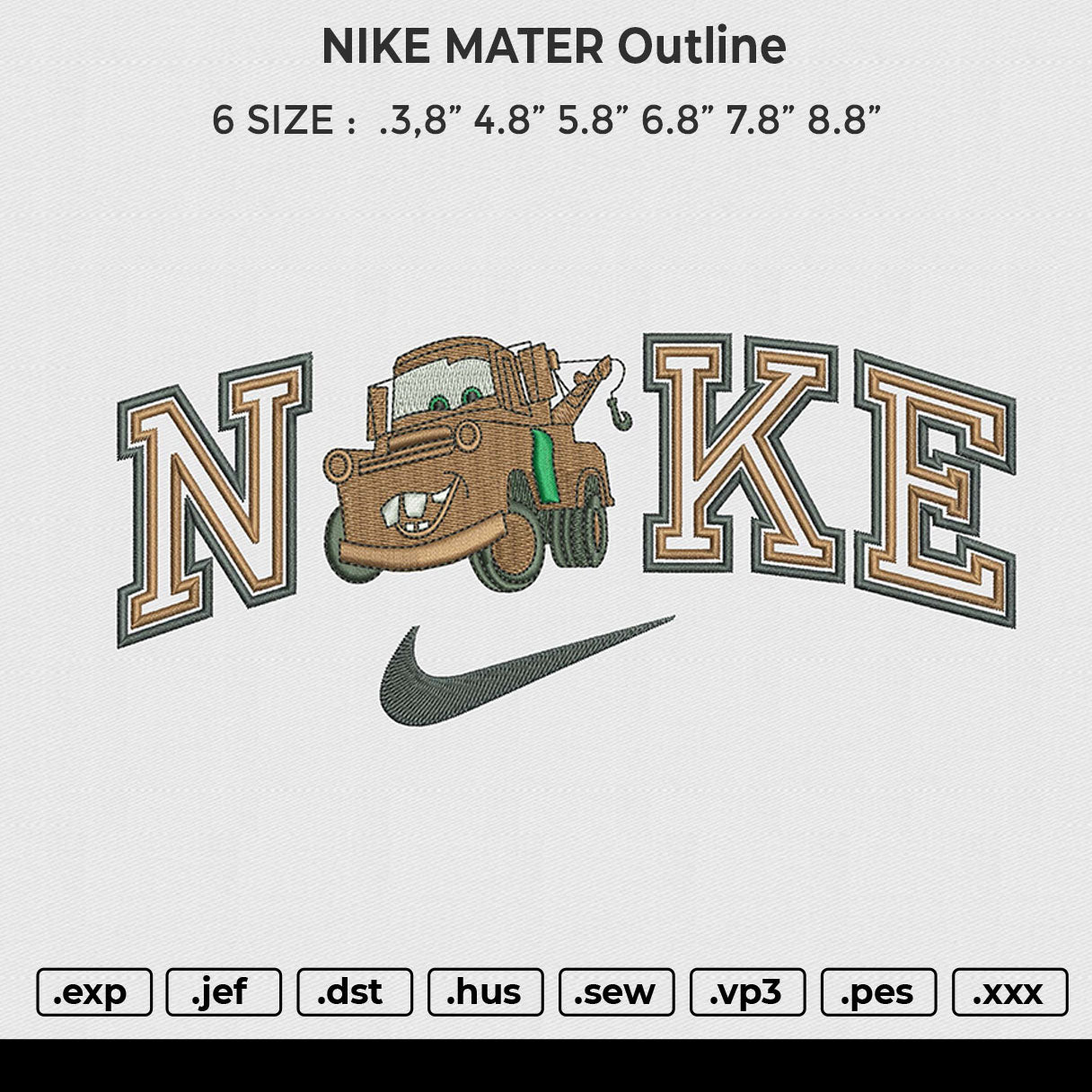 NIKE MATER Outline mbroidery File 6 size – embrostudio
