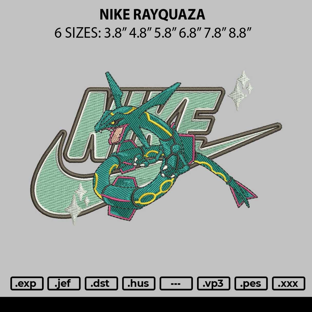 Nike Rayquaza Embroidery File 6 sizes – embrostudio Nike Rayquaza Embroidery File 6 sizes – embrostudio