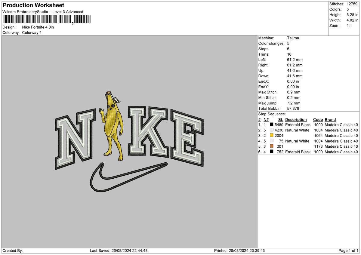 Nike Fortnite Embroidery File 6 sizes – embrostudio