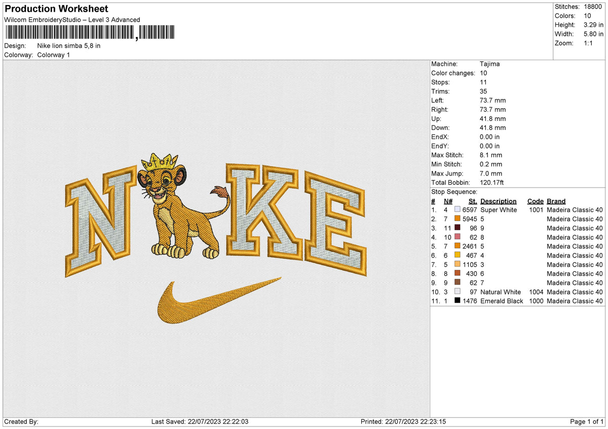 Nike lion simba Embroidery File 6 size – embrostudio