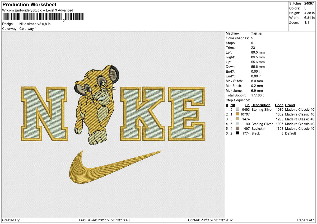 Nike Simba bigswoosh Embroidery File 6 size – embrostudio